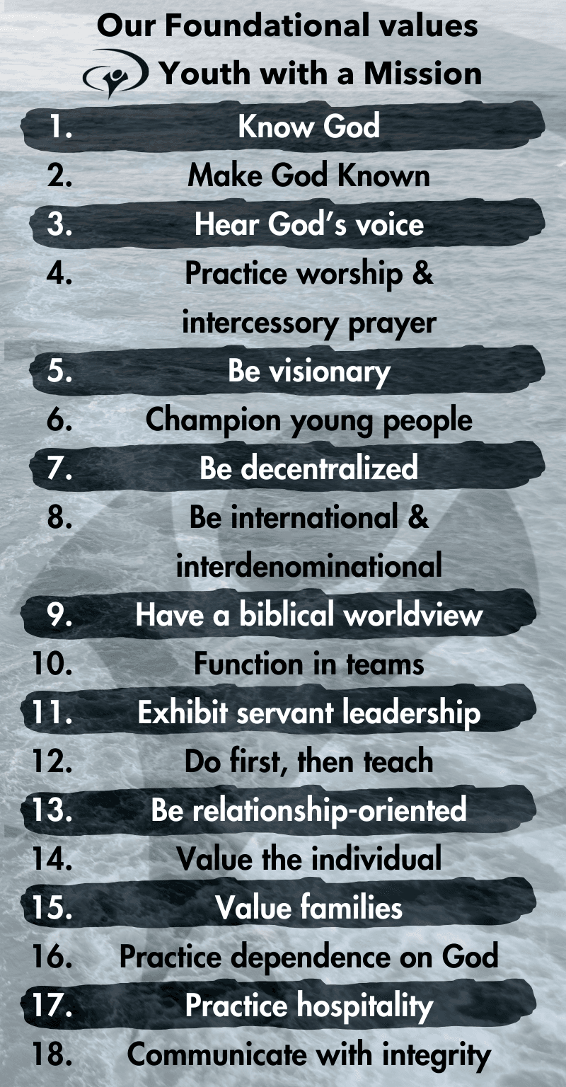 YWAM's 18 Foundational Values - everything you need to know